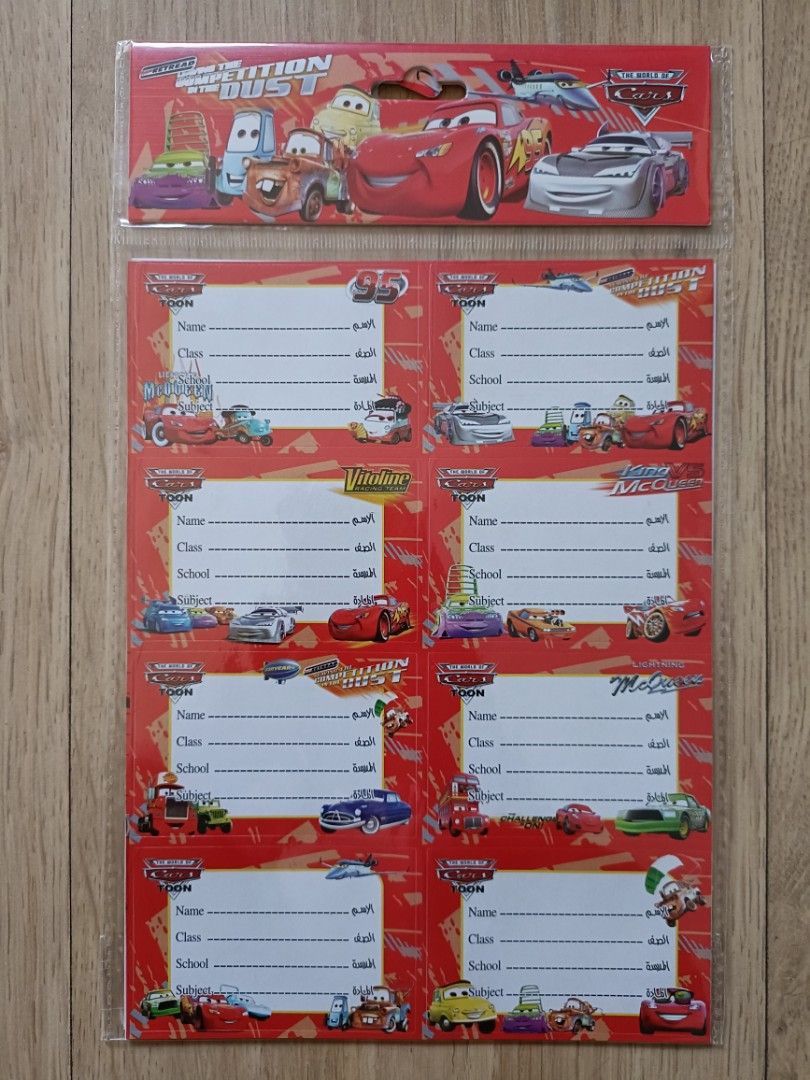 DISNEY Cars School Sticker Label, Hobbies & Toys, Stationary & Craft ...