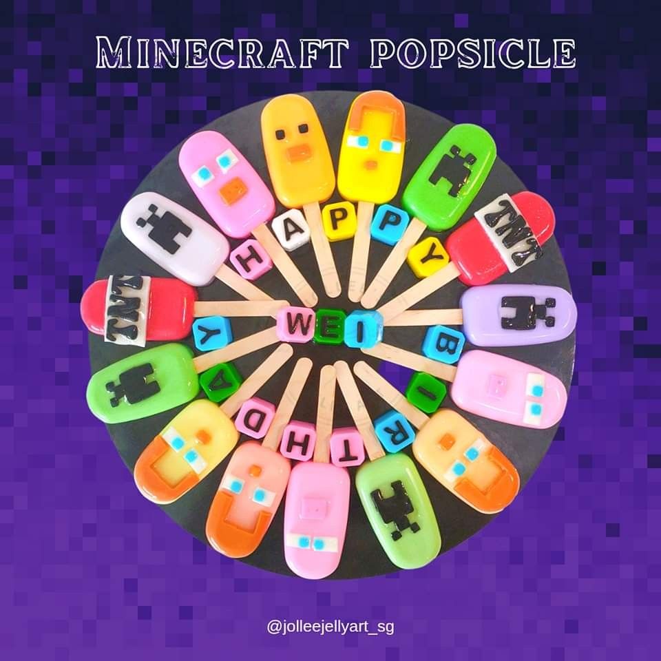 DIY Minecraft jelly popsicle, Food & Drinks, Homemade Bakes on Carousell