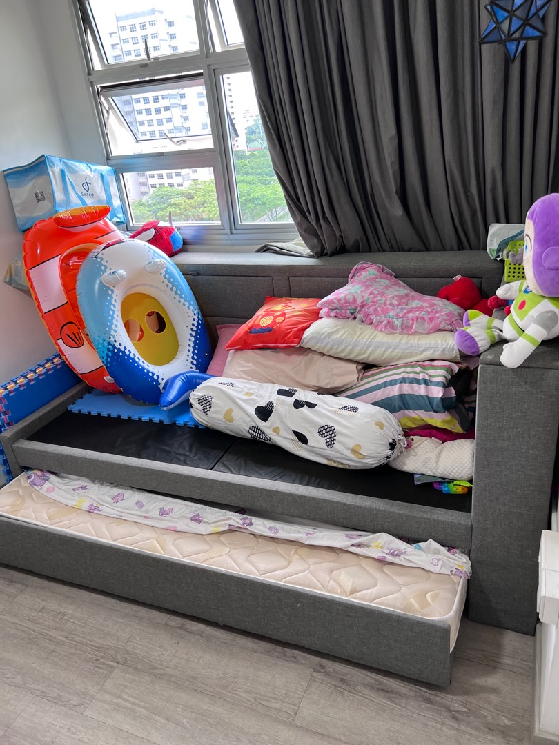 Double single bed frame only, Furniture & Home Living, Furniture, Bed ...