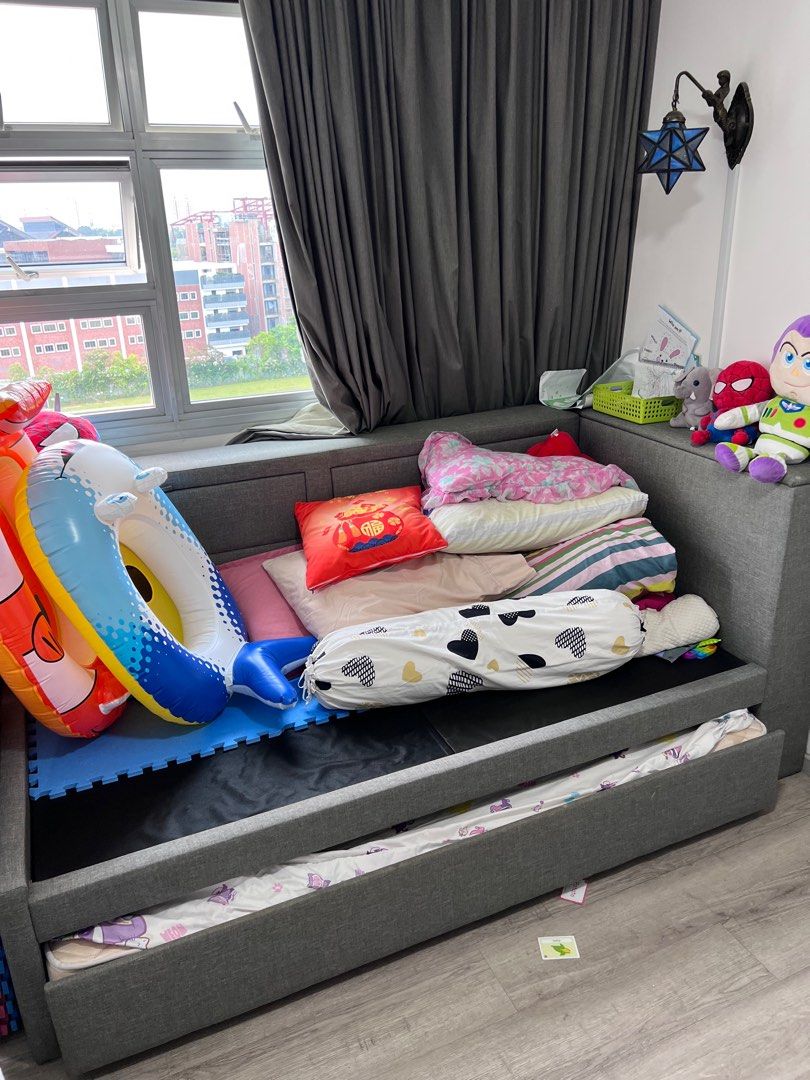 Double single bed frame only, Furniture & Home Living, Furniture, Bed ...