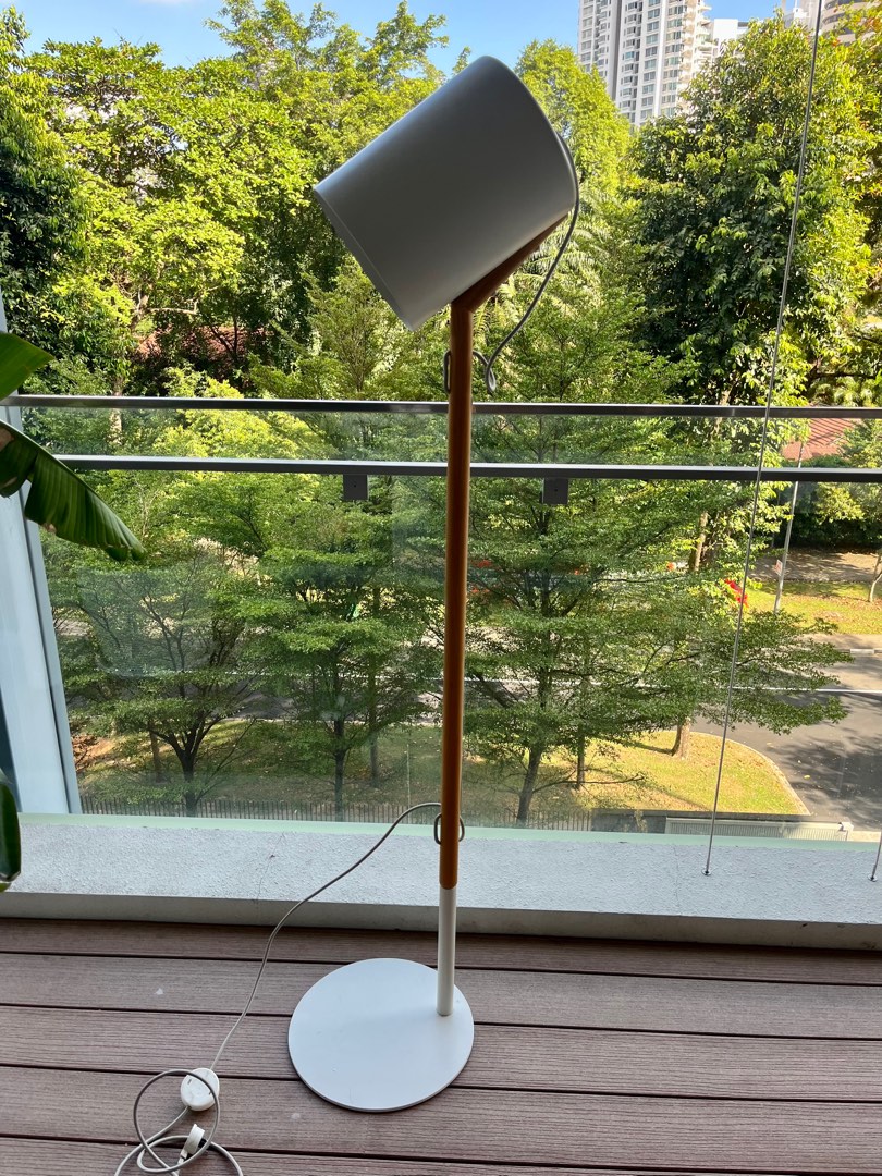 Douglas + Bec Lean Floor Lamp - White/Teak, Furniture & Home Living ...