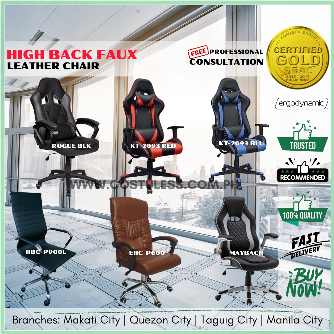 HIGH BACK FAUX LEATHER CHAIR, Office Chair, Staff Chair, Desk Chair ...