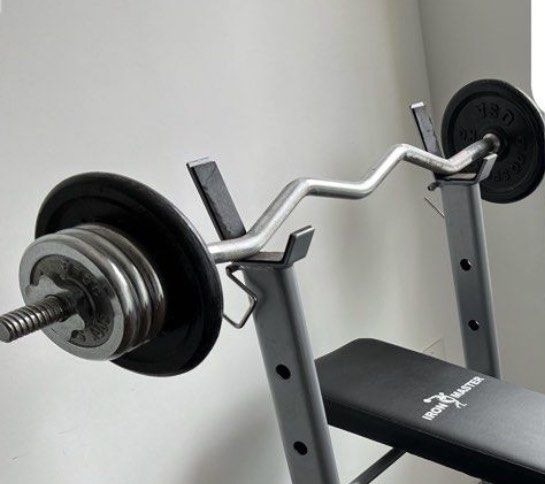 Ez Curl Bar / Straight Bar with 20kg Weight, Sports Equipment, Exercise ...