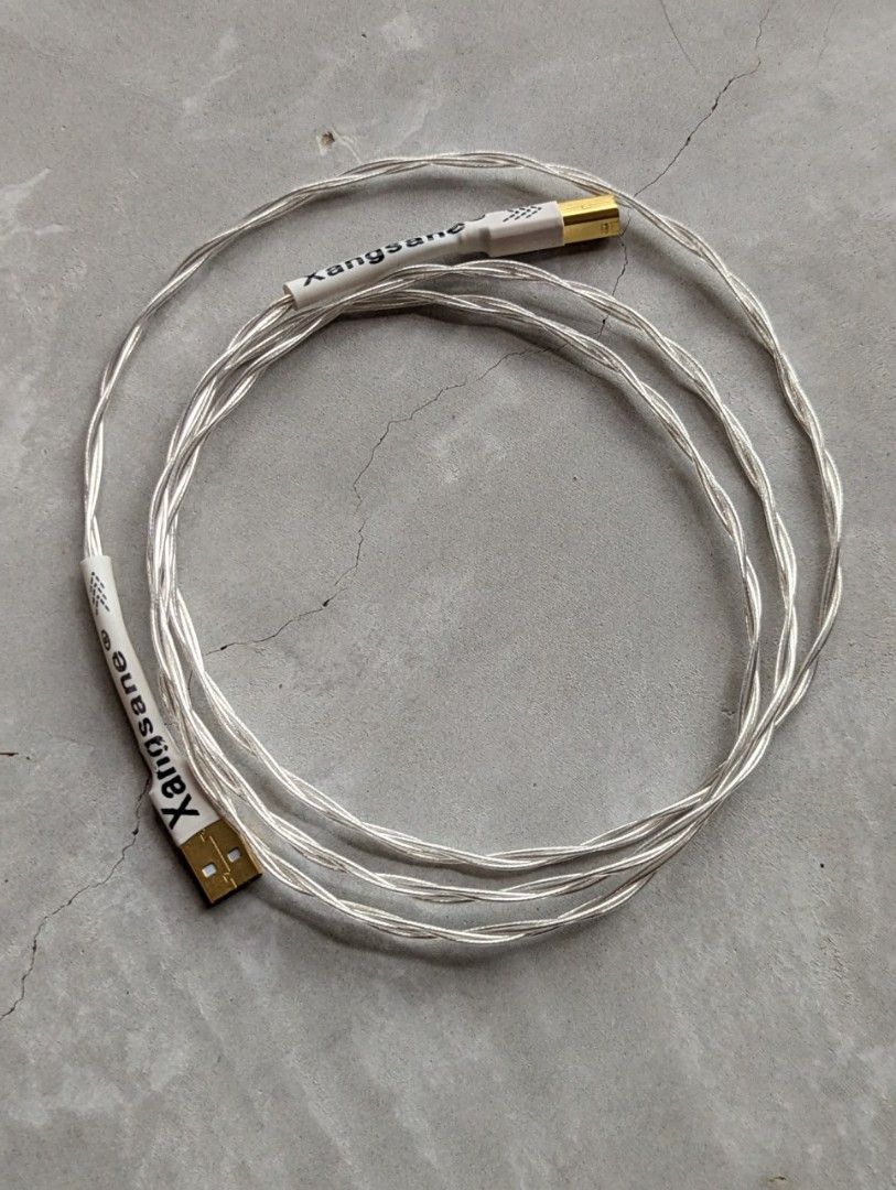 HiFi/Audiophile USB A to USB B Audio Cable Single Crystal Copper Silver ...