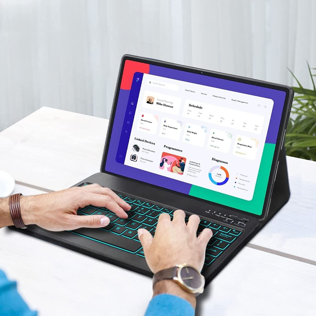 Keyboard Case for Samsung Galaxy Tab A7 10.4, JADEMALL Smart Slim Cover with 7 Colors Bluetooth ...