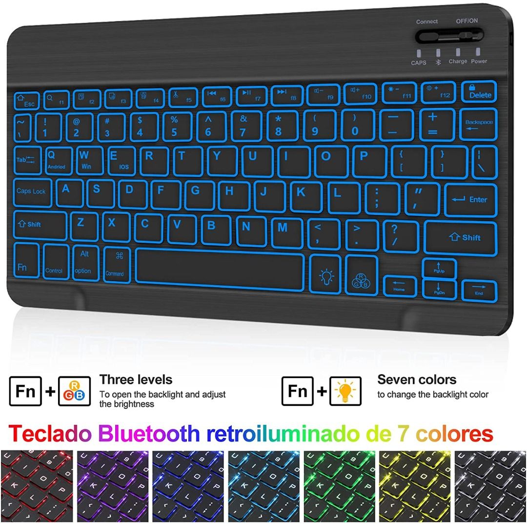 Keyboard Case for Samsung Galaxy Tab A7 10.4, JADEMALL Smart Slim Cover with 7 Colors Bluetooth ...