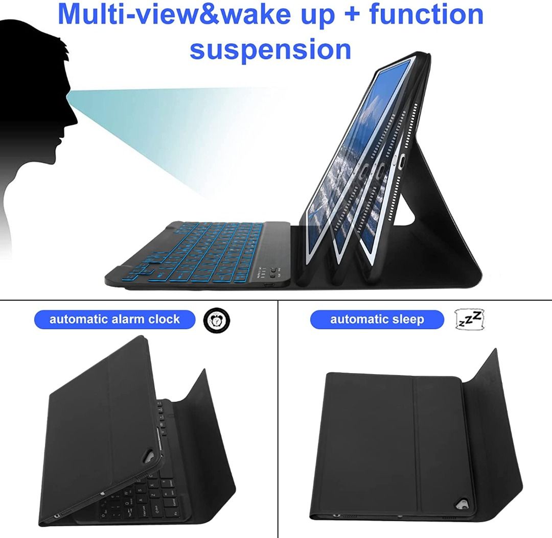 Keyboard Case for Samsung Galaxy Tab A7 10.4, JADEMALL Smart Slim Cover with 7 Colors Bluetooth ...