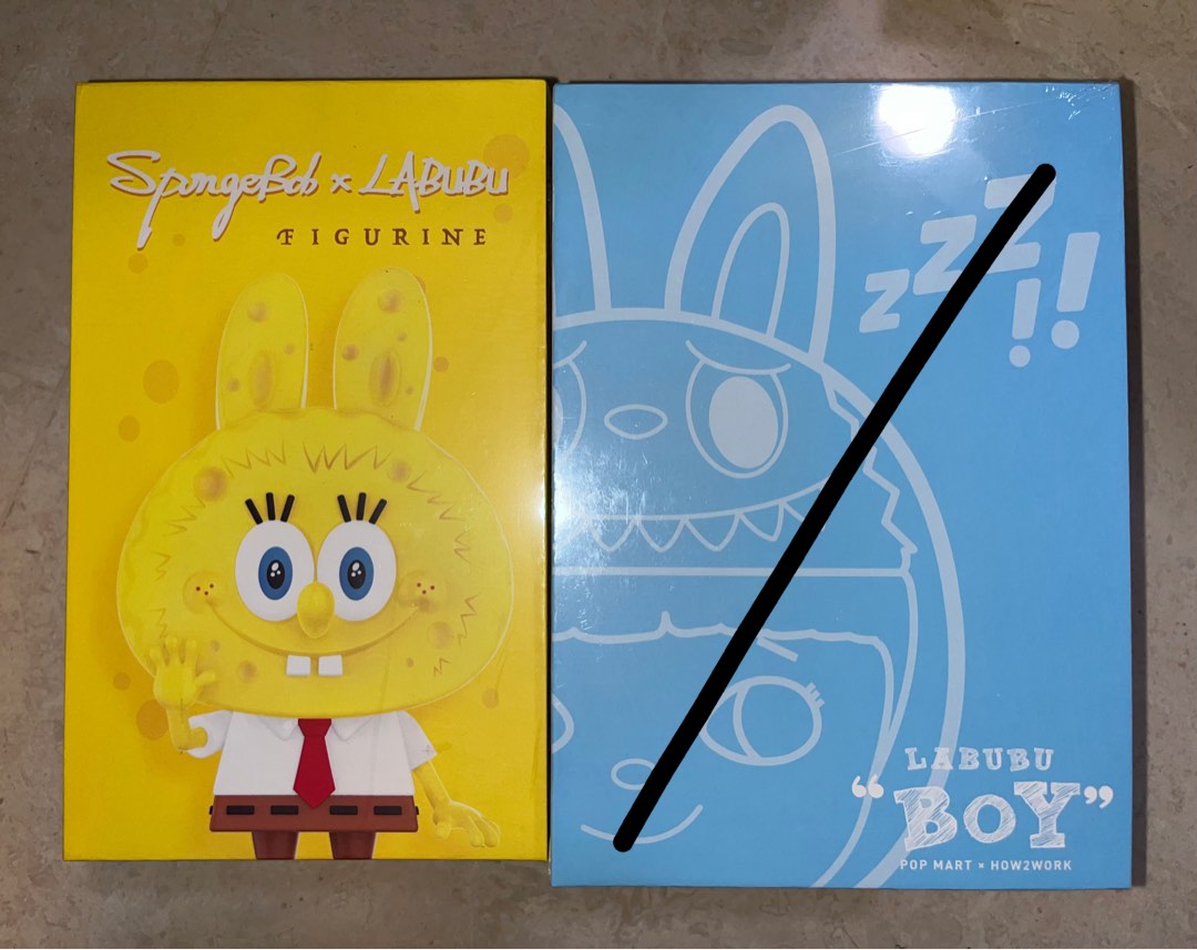 Labubu SpongeBob figurine popmart, Hobbies & Toys, Toys & Games on ...