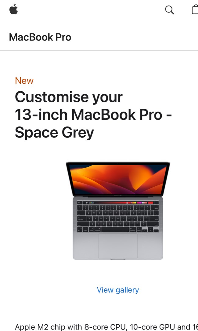 M2 Chip MacBook Pro 13-Inch (Space Grey) 16GB Memory 512GB Storage ...