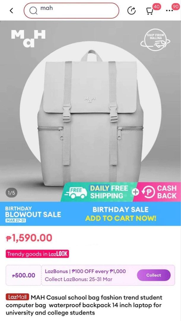 MAH Backpack, Women's Fashion, Bags & Wallets, Backpacks on Carousell