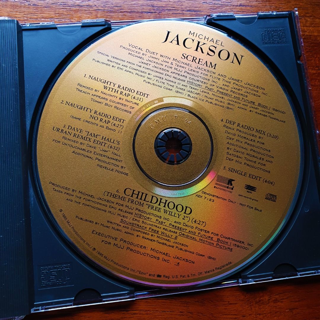 MICHAEL JACKSON JANET Scream 1995 Promo Gold CD, Hobbies & Toys, Music ...