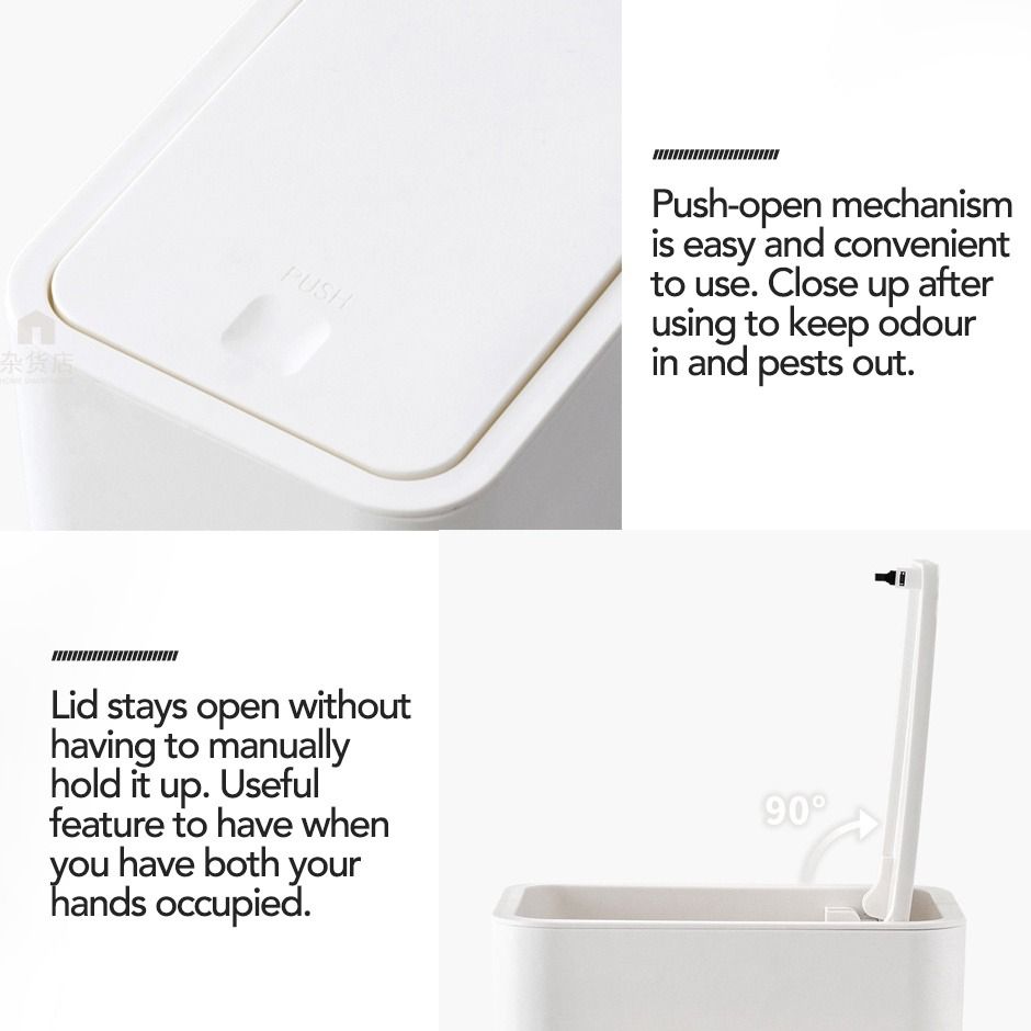 Minimalist Push-Open Trash Bin 8L, Furniture & Home Living, Cleaning ...