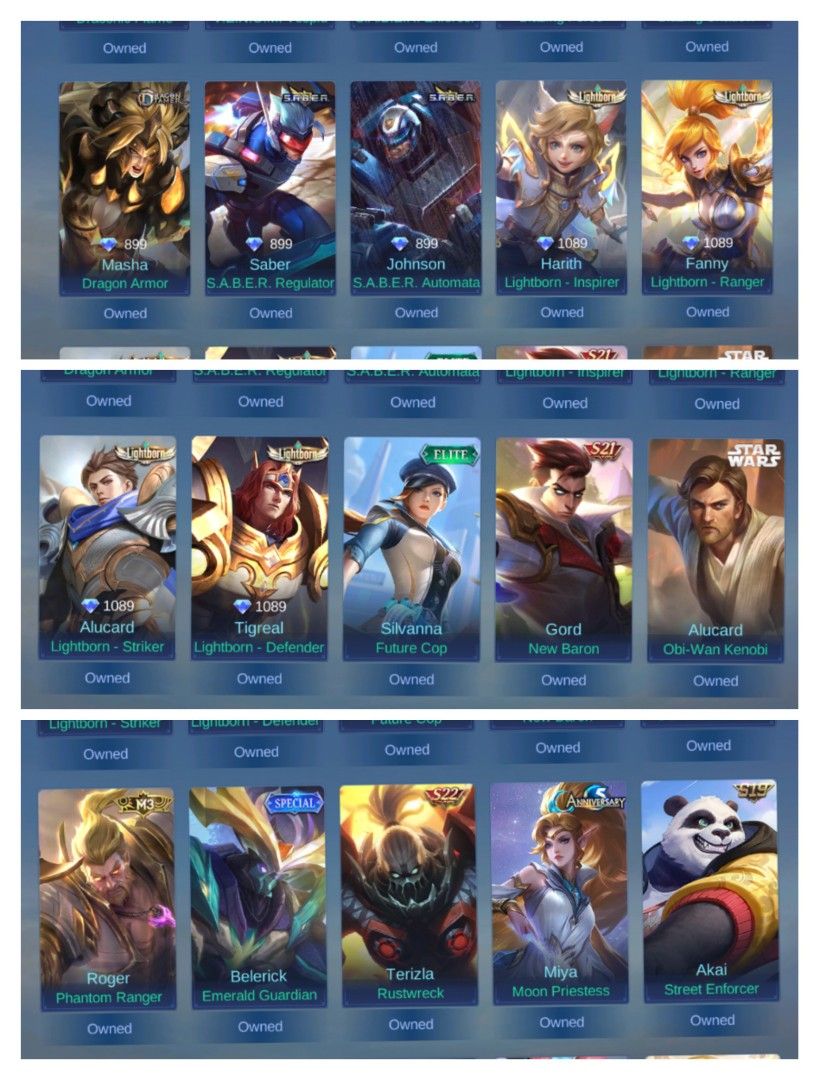 MLBB stacked supreme account 2023 Collectors + Legend skins + Limited ...