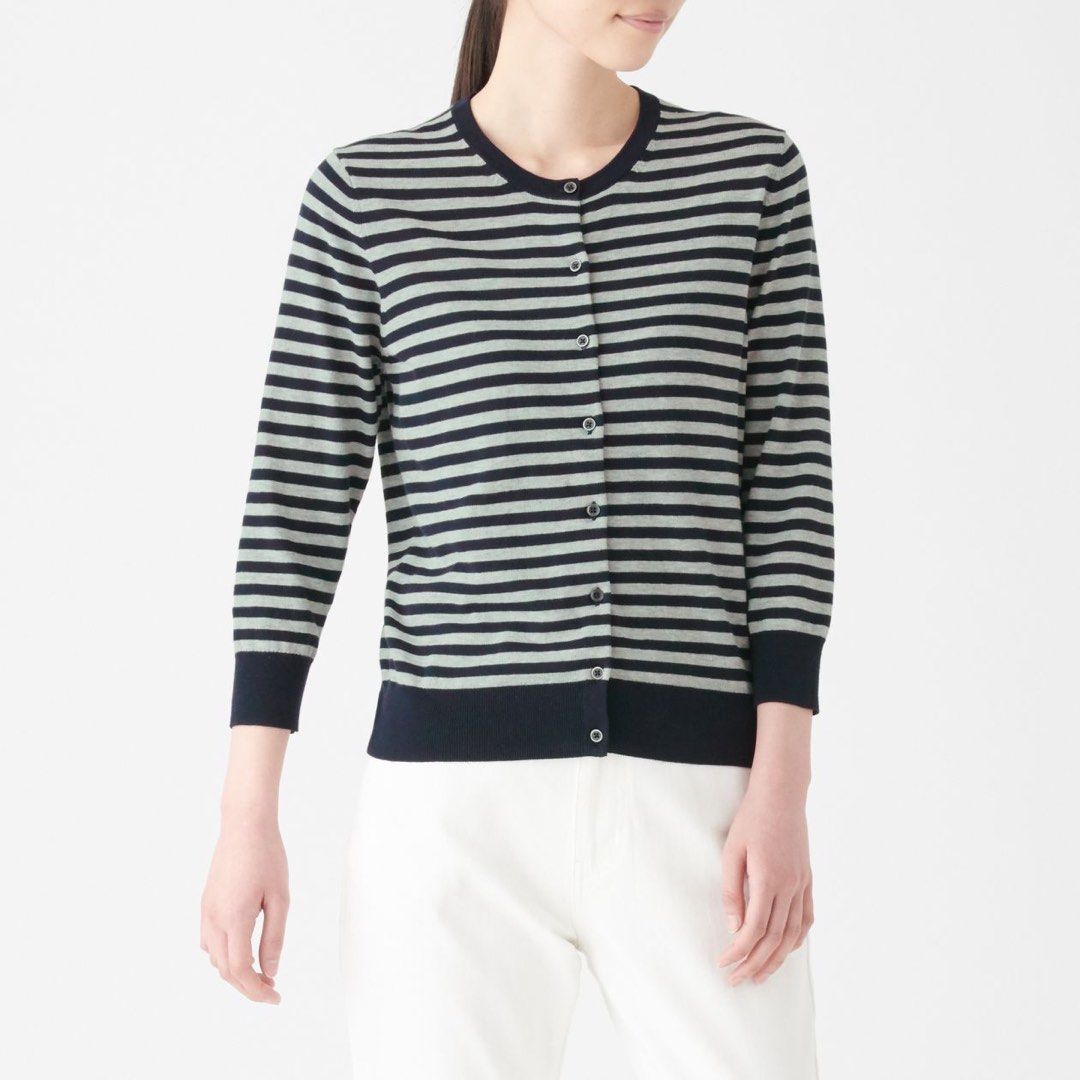Muji Striped Cardigan, Women's Fashion, Coats, Jackets and Outerwear on ...