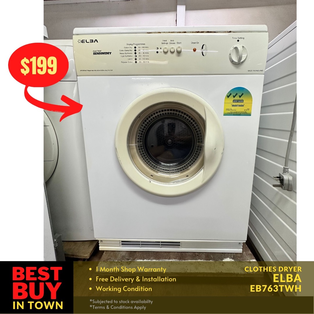 MUST BUY! Elba 6KG Vented-Dryer EB763WTH-1, TV & Home Appliances ...