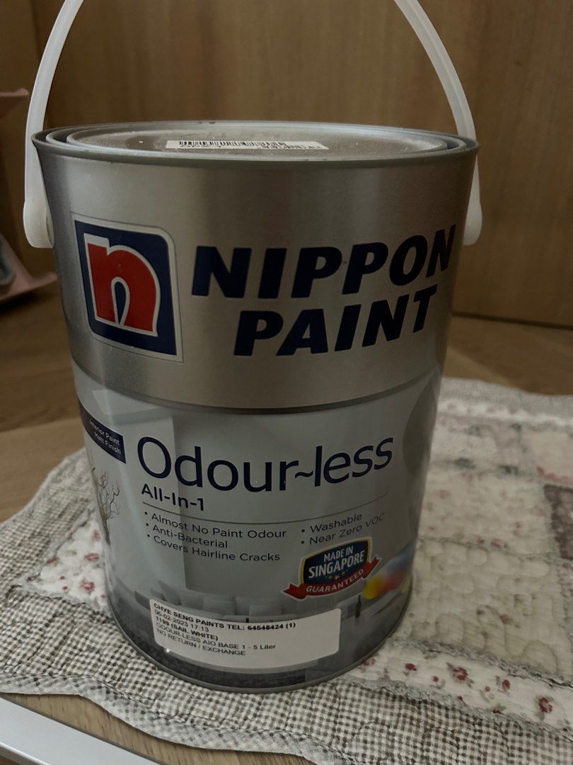 Nippon Paint Odourless (1199 - Sailwhite), Furniture & Home Living ...
