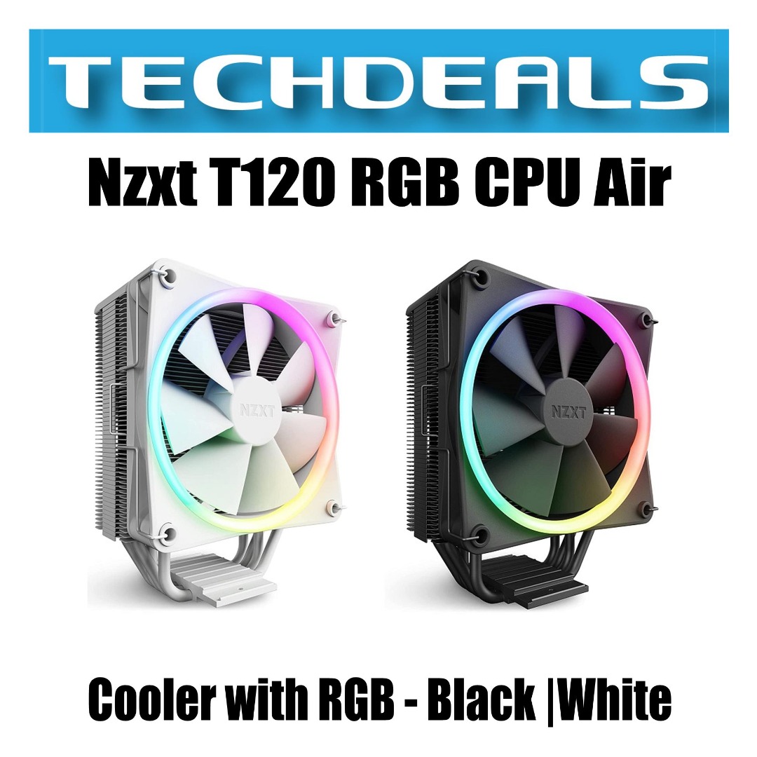 Nzxt T120 RGB CPU Air Cooler with RGB - Black | White, Computers & Tech ...