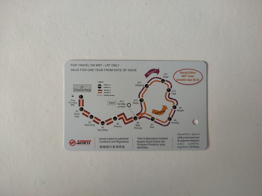 Vintage MRT Card - Official Launch of Bukit Panjang LRT, Hobbies & Toys ...