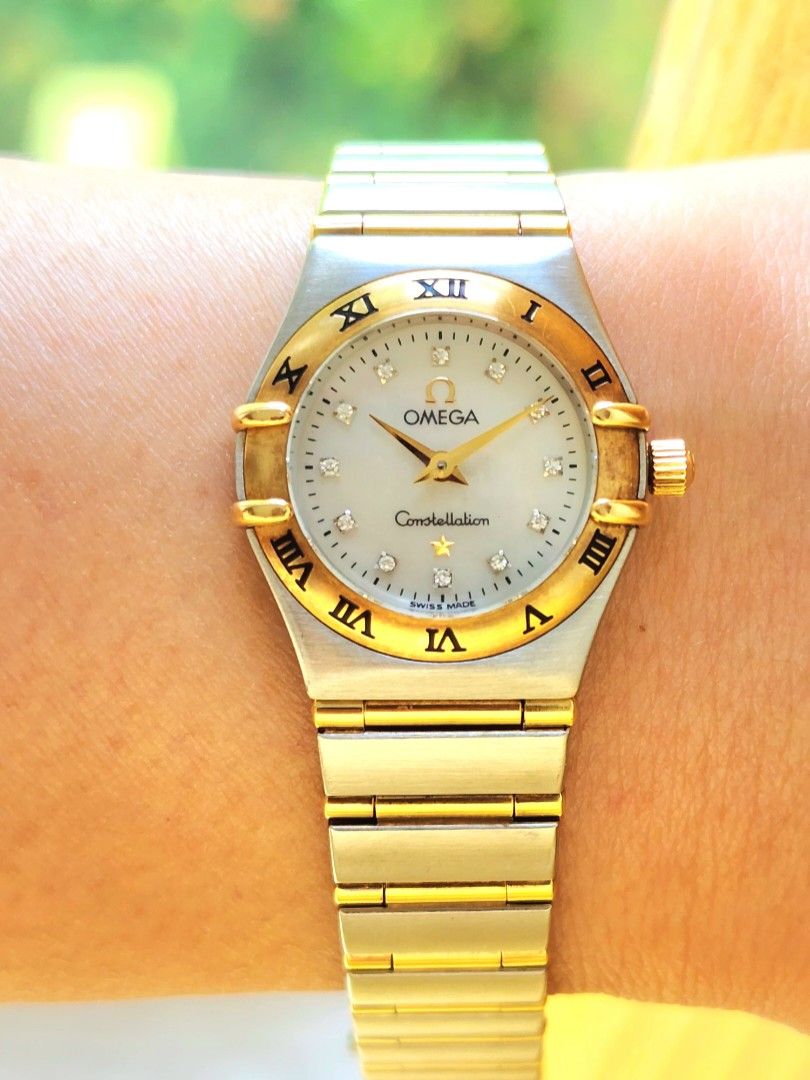 Omega Constellation Diamonds Mother of Pearl Dial Gold & Steel Mini ...