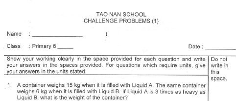 P5 P6 Math Critical Thinking Tan Nan School / heuristic mathematics ...