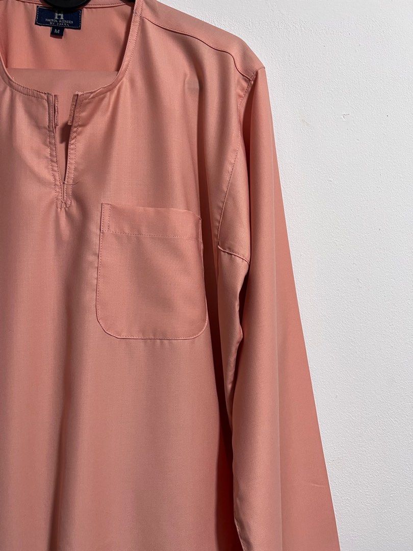 Peach teluk blanga, Men's Fashion, Muslim Wear, Baju Melayu on Carousell