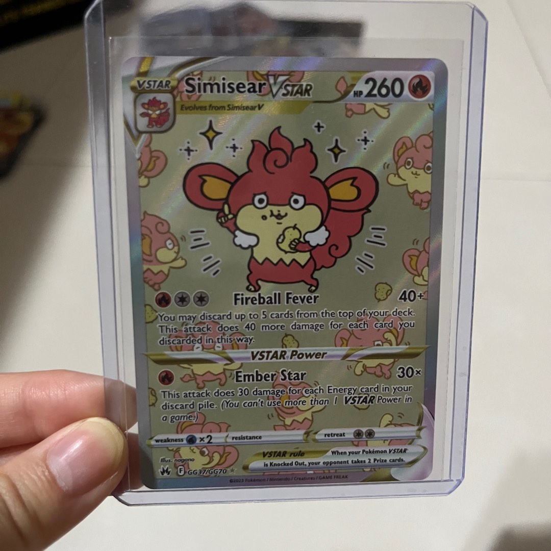 Pokemon card TCG crown zenith simisear vstar gg37/gg70, Hobbies & Toys ...