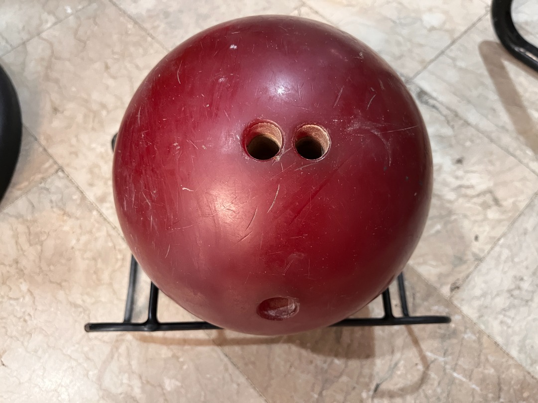 Red Bowling Ball with Stand on Carousell
