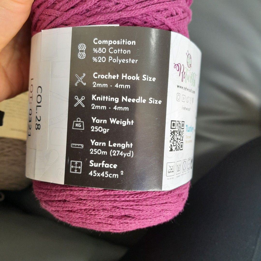 Retwisst Macrame Cotton yarn crochet knitting, Hobbies & Toys ...