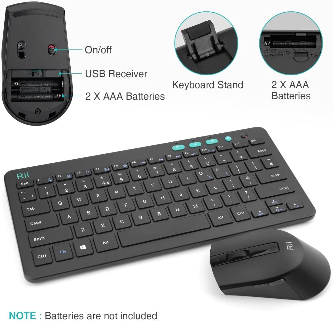 Rii Wireless Keyboard And Mouse Set Laptop Keyboard Mouse Combos Ultra Slim Quiet Computer