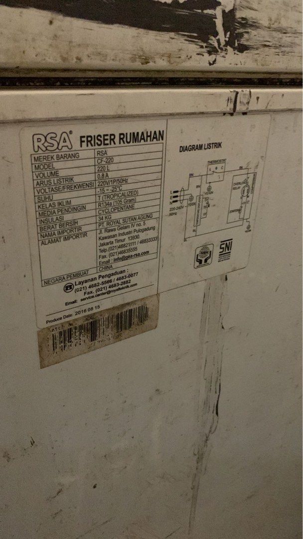 RSA FREZZER CF-220 kulkas daging frozen, Kitchen & Appliances di Carousell