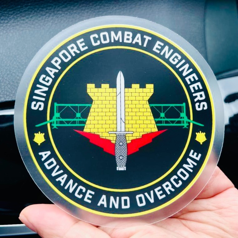 SAF SINGAPORE COMBAT ENGINEERS (military) . Static Cling Car Decals . 11cm diameter . Free ...