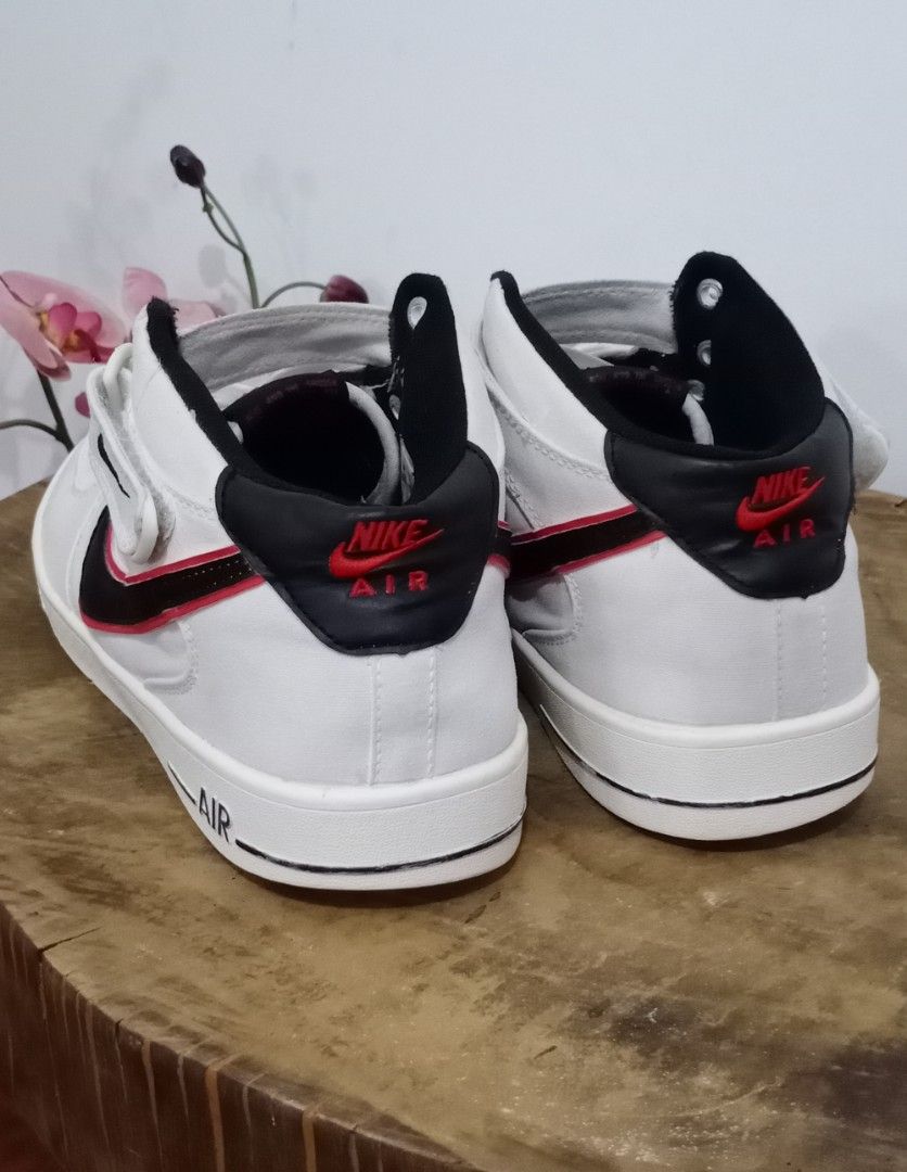 SEPATU NIKE AF 1 MID WHITE (DOUBLE CENTANG - hitam List Merah), Fesyen ...