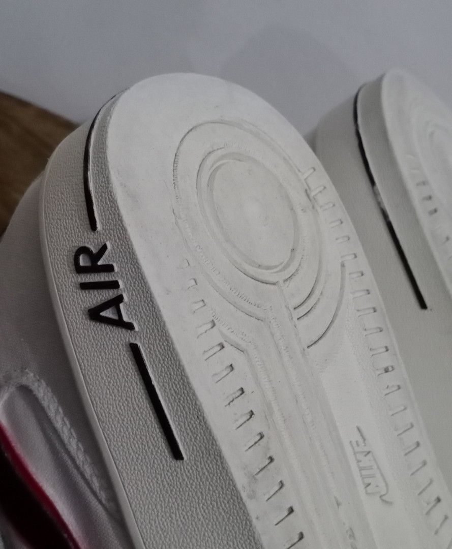 SEPATU NIKE AF 1 MID WHITE (DOUBLE CENTANG - hitam List Merah), Fesyen ...