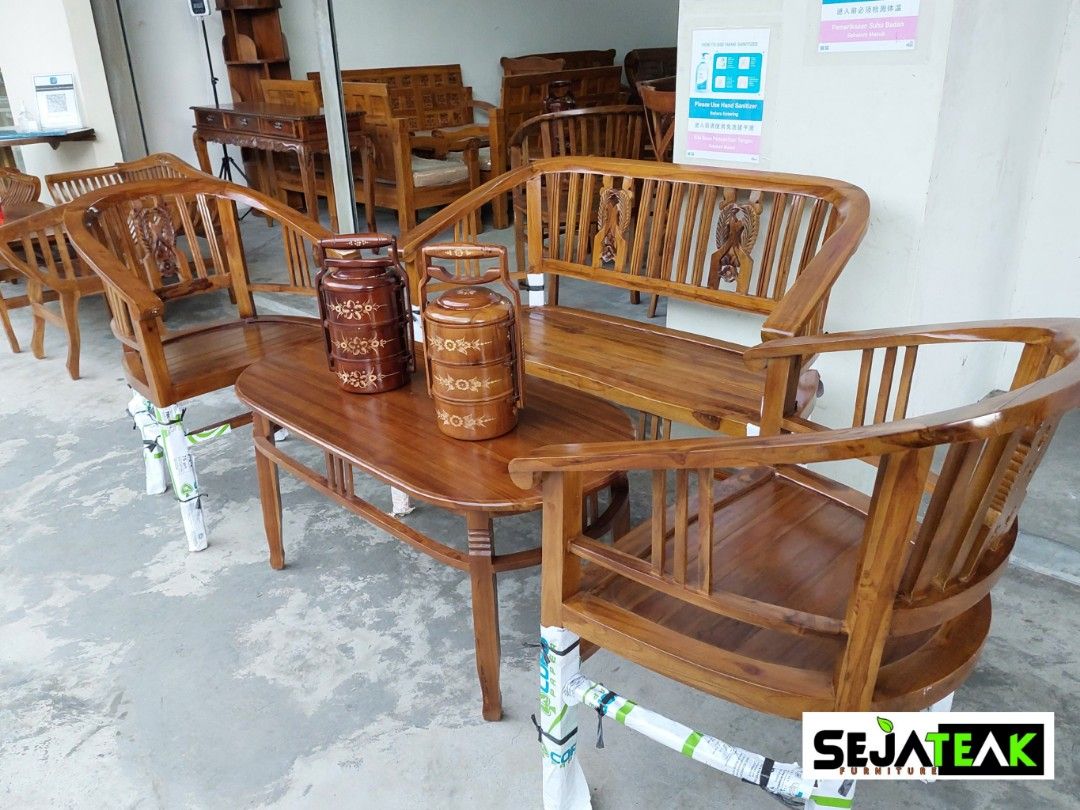 Set tamu 2+1+1+ meja, Furniture & Home Living, Outdoor Furniture on ...