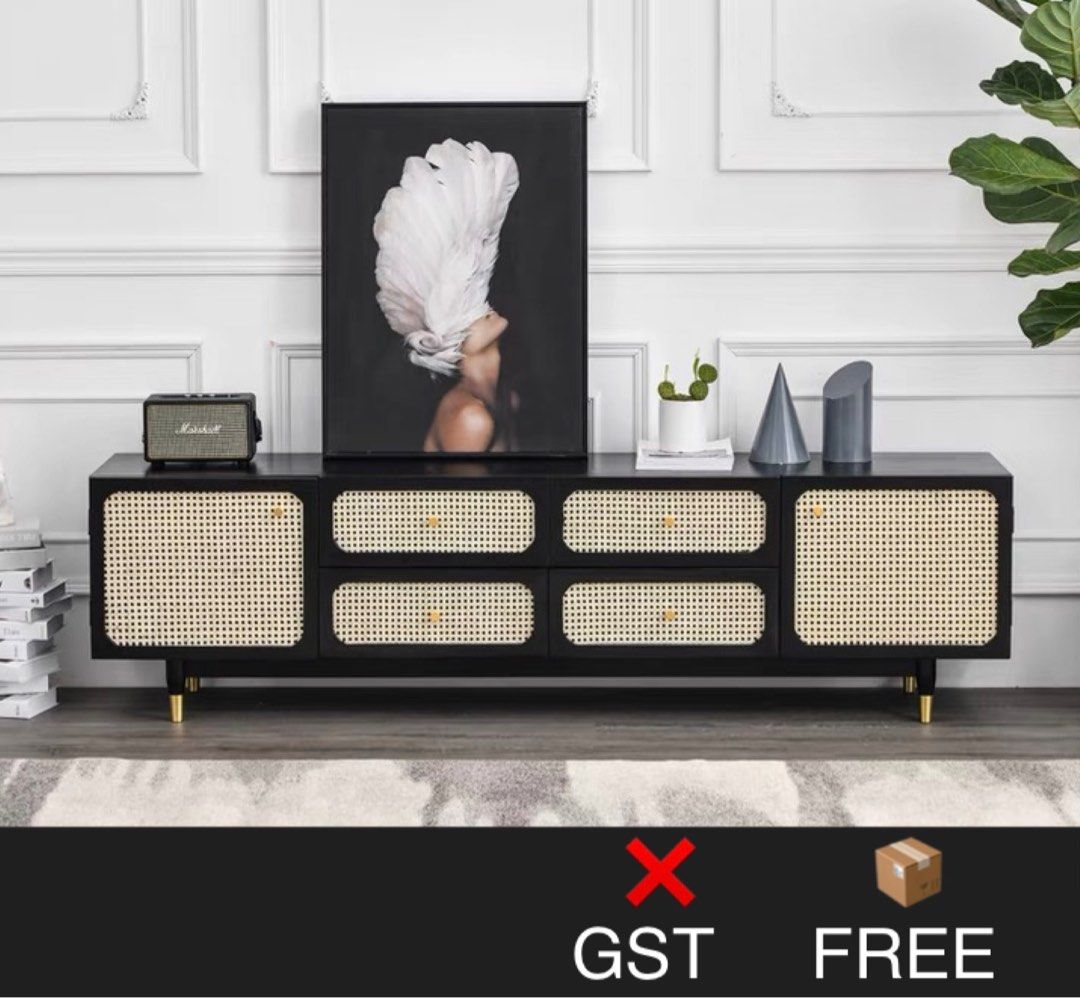 Customise TV Console TV Cabinet Entertainment Sideboard Rattan Buffet ...