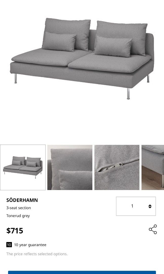 Soderhamn IKEA Cream-coloured 3-seater sofa, Furniture & Home Living ...