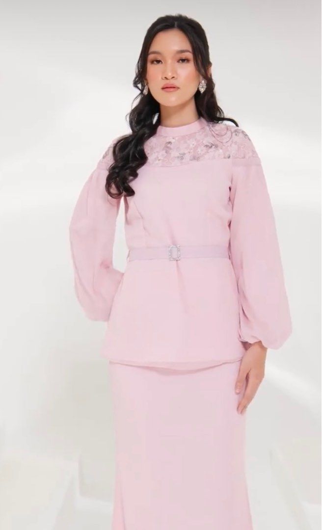 Soft Pink Baju Kurung, Women's Fashion, Muslimah Fashion, Baju Kurung ...