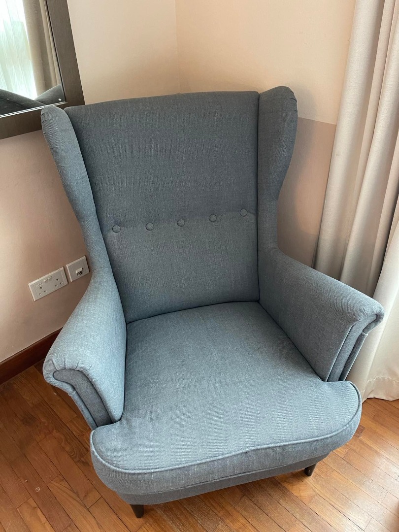 Strandmon IKEA wing armchair, Furniture & Home Living, Furniture ...