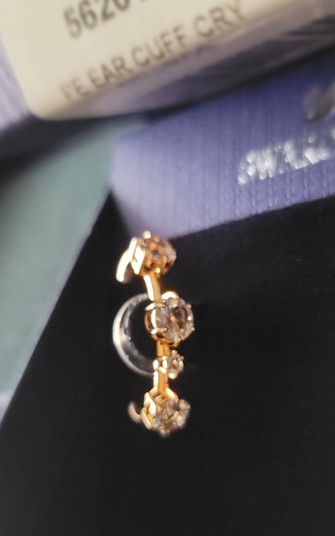 Swarovski Constella ear cuffs, Asymmetrical design, Round cut, White ...