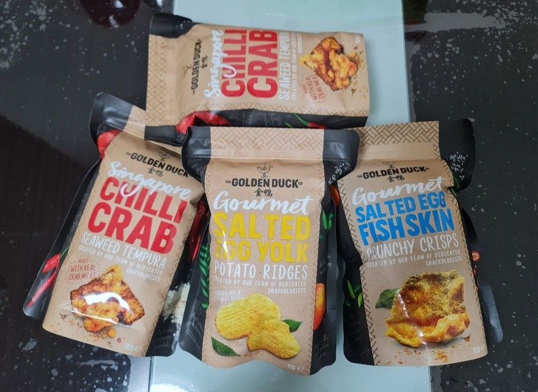 Salted Egg Fish Skin, Salted Egg Yolk & Chilli Crab Chips Cracker, Food ...
