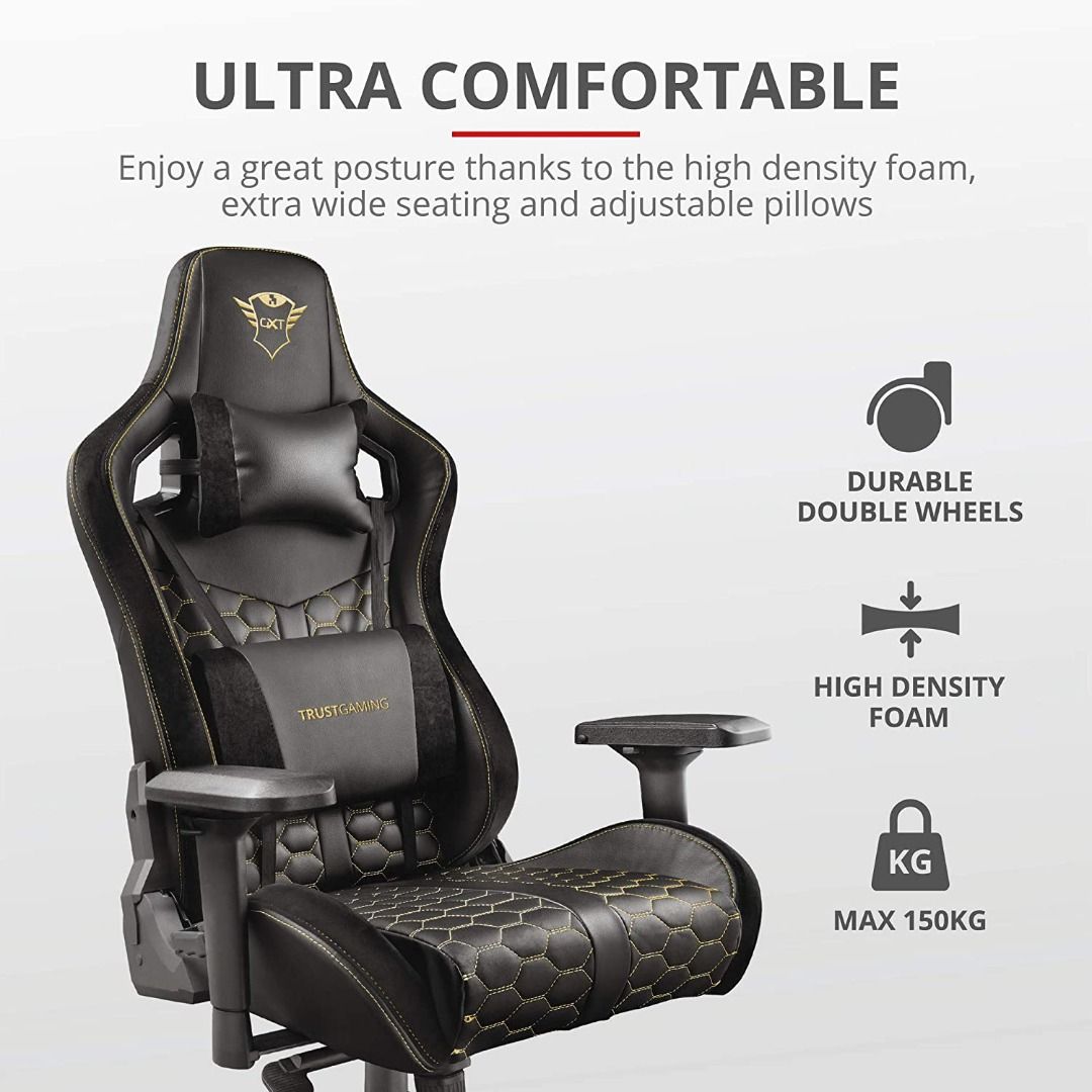 Trust Gaming Chair GXT 712 Resto Pro, Extra Comfortable and Highly ...