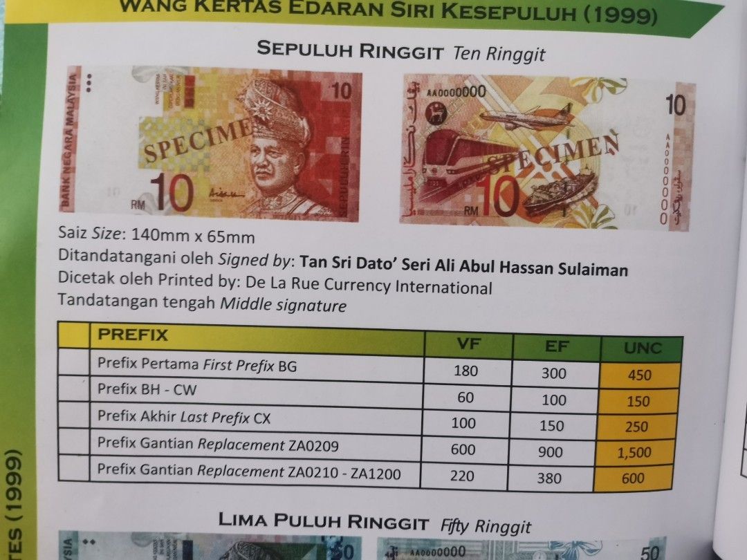 10th Series Malaysia RM10 Centre Sign Aisyah AAH Sign Prefix CU ...