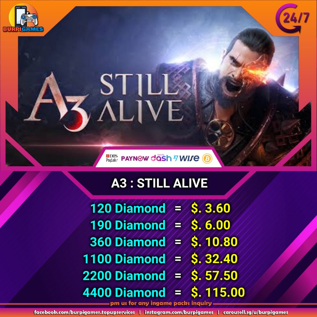 24/7 A3 STILL ALIVE TOP UP, Video Gaming, Gaming Accessories, In-Game ...