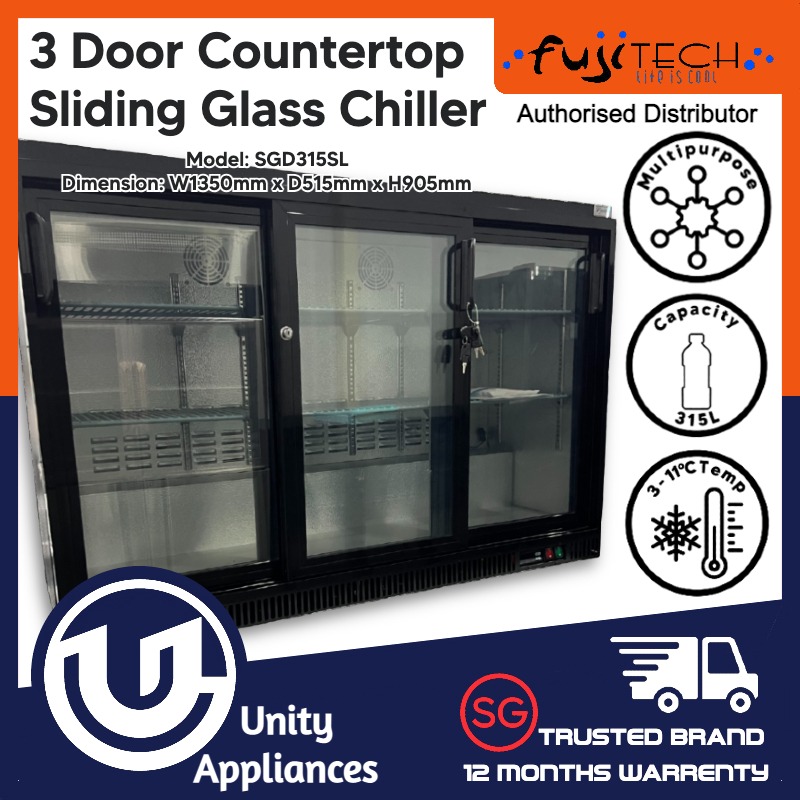 3 Door Countertop Sliding Glass Chiller Fridge 315L, TV & Home ...