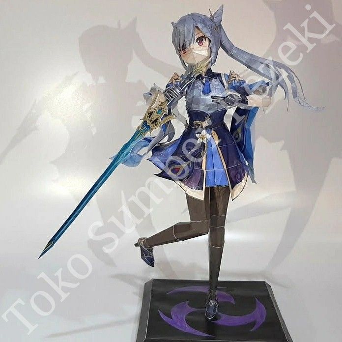 Action Figure Genshin Impact Papercraft Keqing Paper Craft Boneka 3D ...