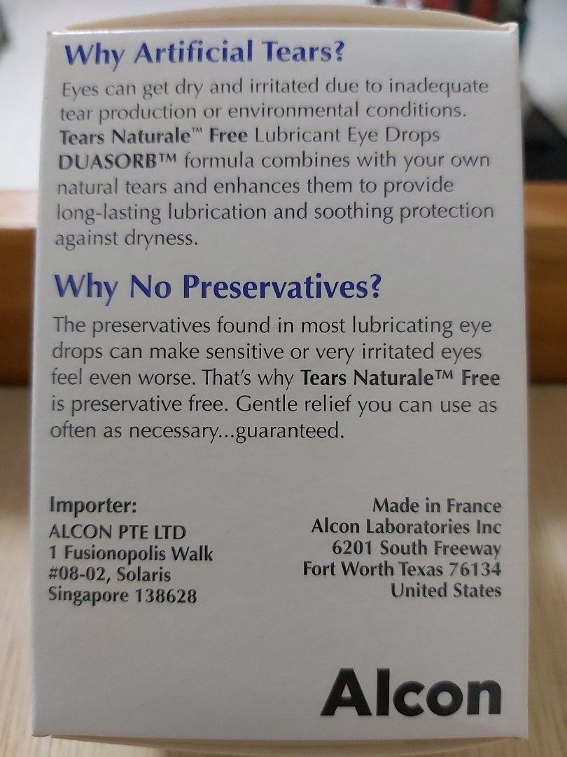 Alcon Tears Naturale Free, Health & Nutrition, Medical Supplies & Tools ...
