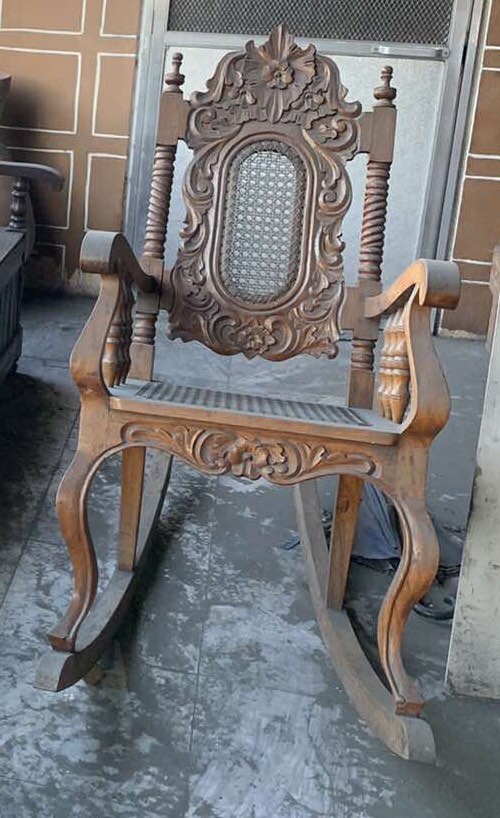 Antique Narra Rocking Chair with Solihiya on Carousell