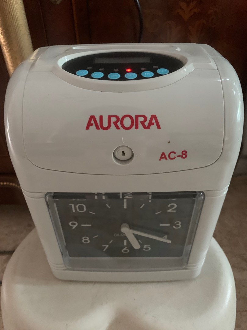 Aurora Time Recorder Punch Card Machine Model AC8, Computers & Tech ...