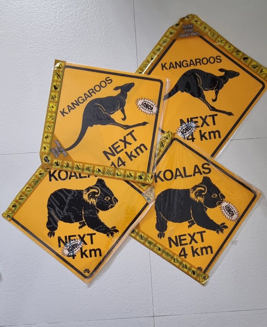 Large Australian plastic wall display road sign - kangaroos & koalas ...