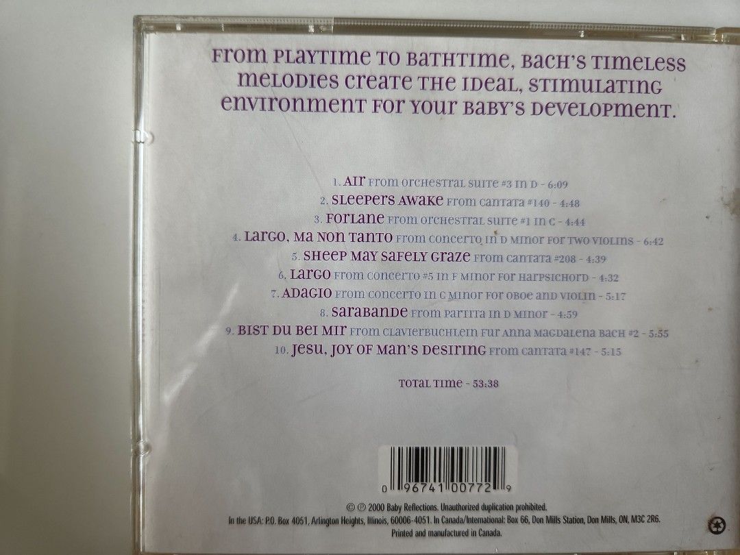 Bach For Baby Brain CD, Hobbies & Toys, Music & Media, CDs & DVDs on ...